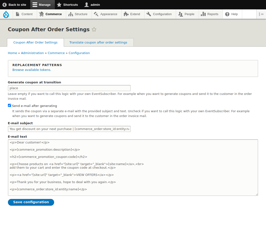 Coupon After Order | Drupal.org